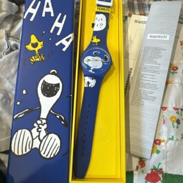 peanuts swatch watch With Box Snoopy And Woodstock | WatchCharts ...
