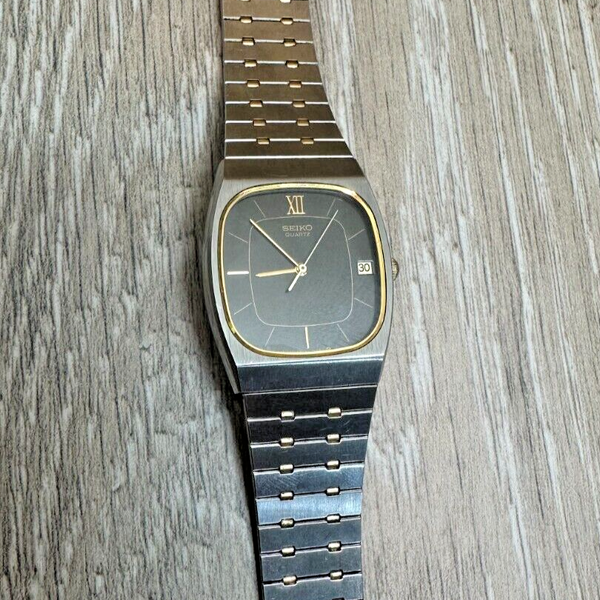 Seiko Men's 28mm Black Dial Two Tone Date Rectangle Watch 6532-5109 New ...