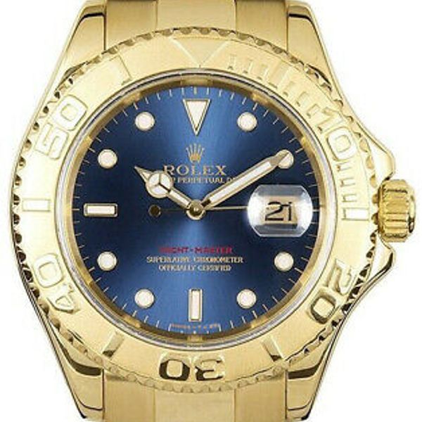 Rolex Yacht-Master 16628 18k Yellow Gold Blue Dial Mens 40mm Watch ...