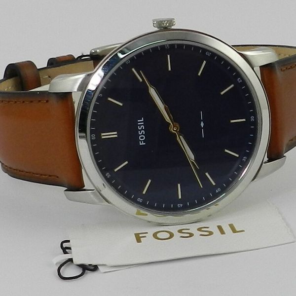 Fossil Men's The Minimalist Brown Leather Strap Watch 44mm NO BOX ...