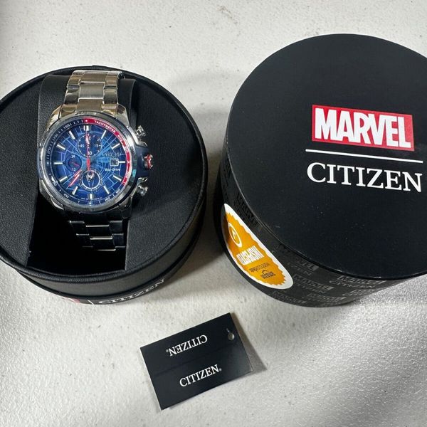 Citizen Marvel Spider-Man CA0429-53W Chronograph Blue Dial Eco-Drive ...