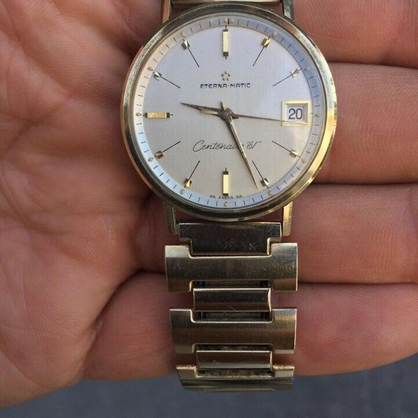 ETERNA-MATIC CENTENAIRE "61" AUTOMATIC 36 MM 18k GOLD & STEEL VINTAGE ...