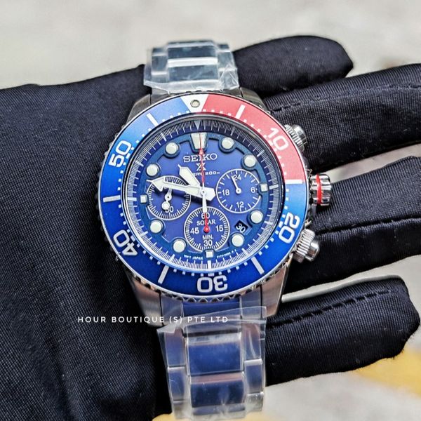 Seiko Prospex Red Blue Bezel Solar Chronograph Men's Watch SSC783 ...