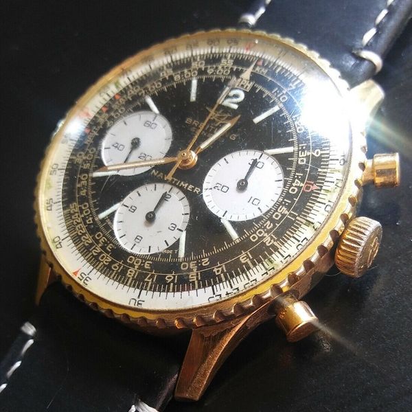 RARE VINTAGE BREITLING NAVITIMER 809 TWIN JET - GOLD FILL CASE - RUNS ...
