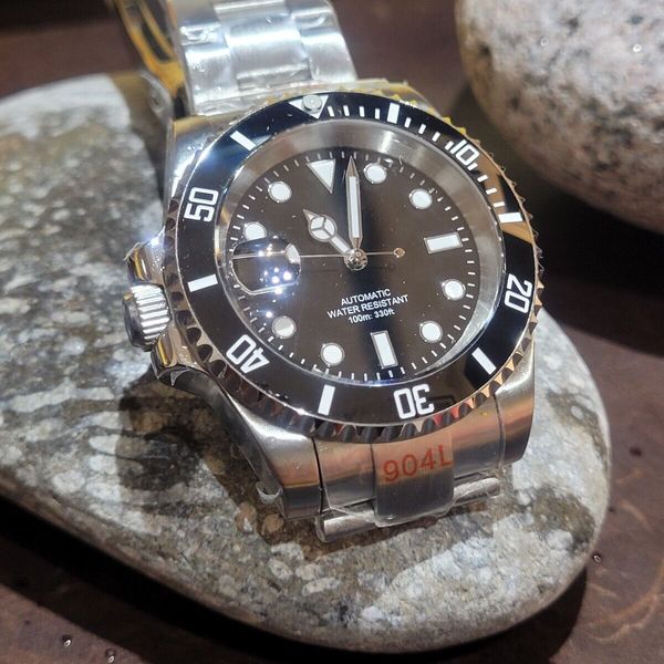 Mens LEFT Handed 40mm luxury Black Sub Divers Watch Seiko TMI NH35 ...