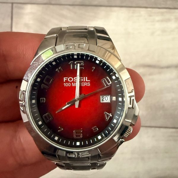 Fossil Men's Stainless Steel With Red And Back Face. Battery Needs ...