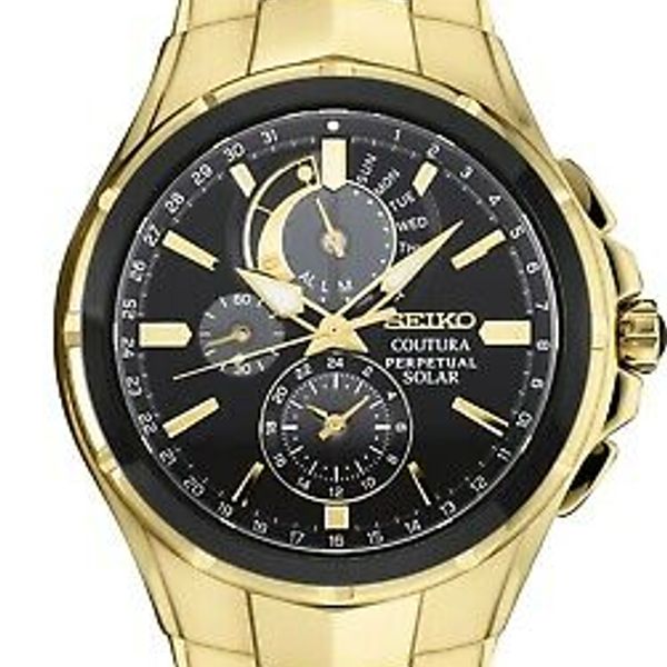 Seiko Coutura Perpetual Solar Chrono Gold Tone Stainless Steel Mens ...