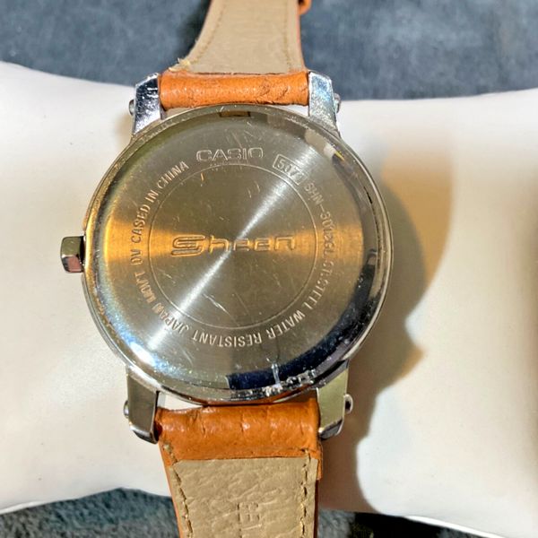 CASIO SHEEN Womenâ s Watch SHN-3012GL 5071 CHRONO New Tan Leather Strap ...