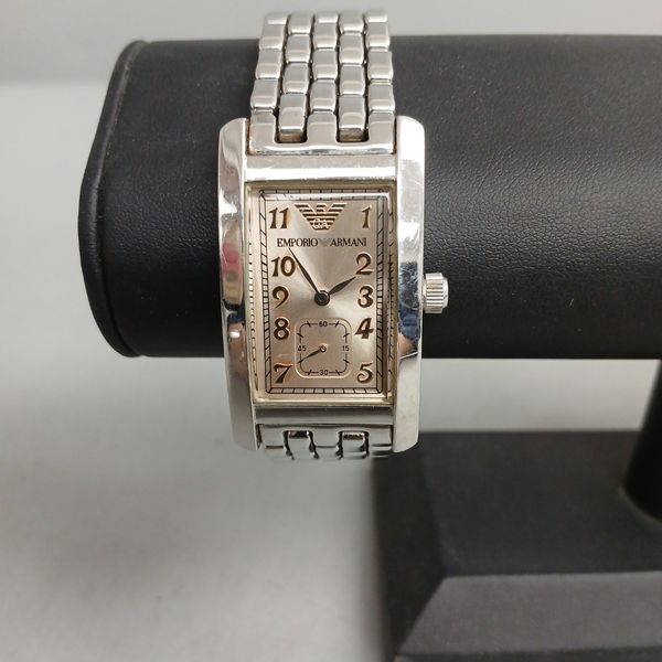 Emporio Armani Gents Watch AR-0106 Rectangular Stainless Steel Rose ...