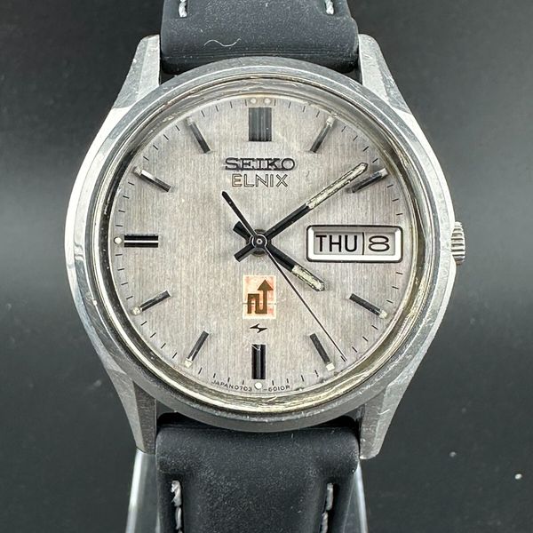 1983 Seiko Elnix Men's Quartz JDM Day Date St. Steel Silver Dial 35mm ...
