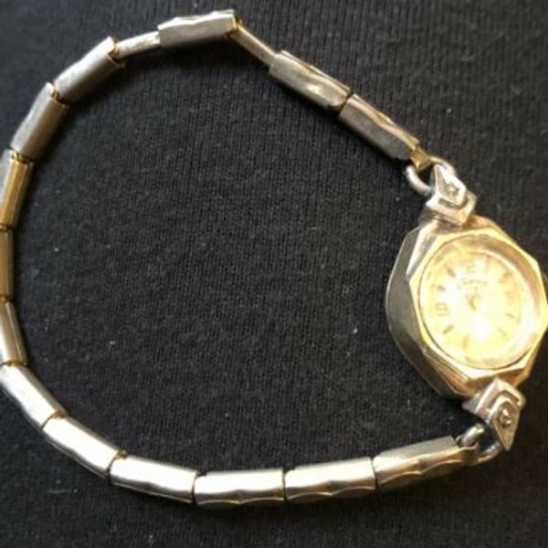 VINTAGE 14K GOLD LADIES WRISTWATCH RHAPSODY ROYALE CASE 21 JEWELS, AS ...