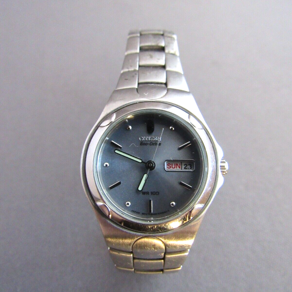 CITIZEN ECO DRIVE WR 10 BAR 100M BRUSHED SILVER TONE LADIES WRISTWATCH ...