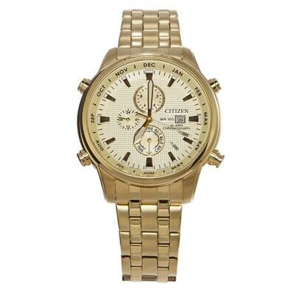 Citizen Men's Chronograph Watch A13882-50P Gold Bracelet W3925 - NEW ...