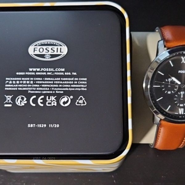 Fossil Men's Watch Neutra Chronograph Amber Leather FS5512 44MM ...