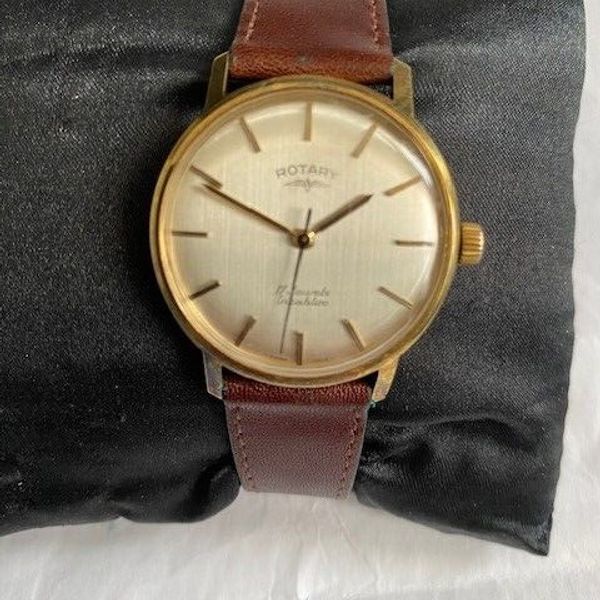 ROTARY Mens Vintage Swiss Made 17 JEWELS INCABLOC Winding Leather Strap ...