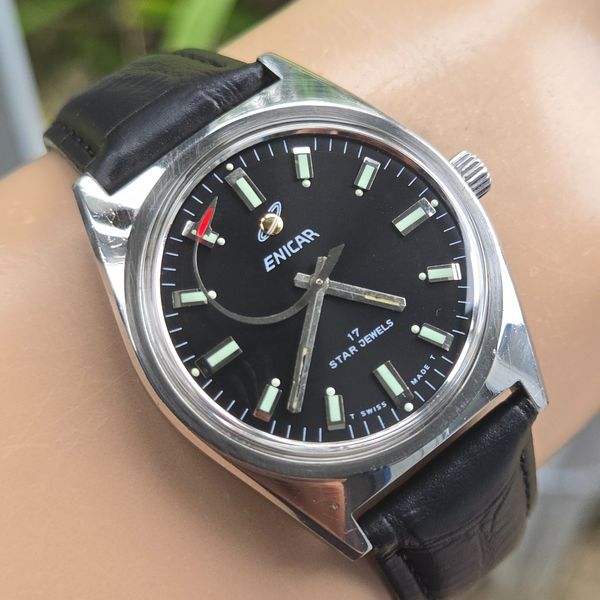 Vintage ENICAR men's manual wind watch AR-160 Rocket second hand swiss ...