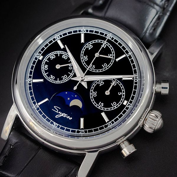 Sugess MoonPhase Master Chronograph Mechanical Watch Seagull 1963 ...