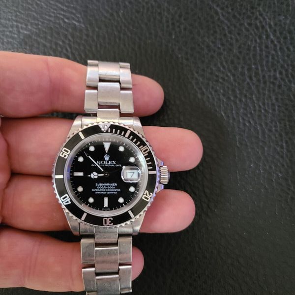 Rolex Submariner Men's Black Watch with White Hour Marker and Date ...