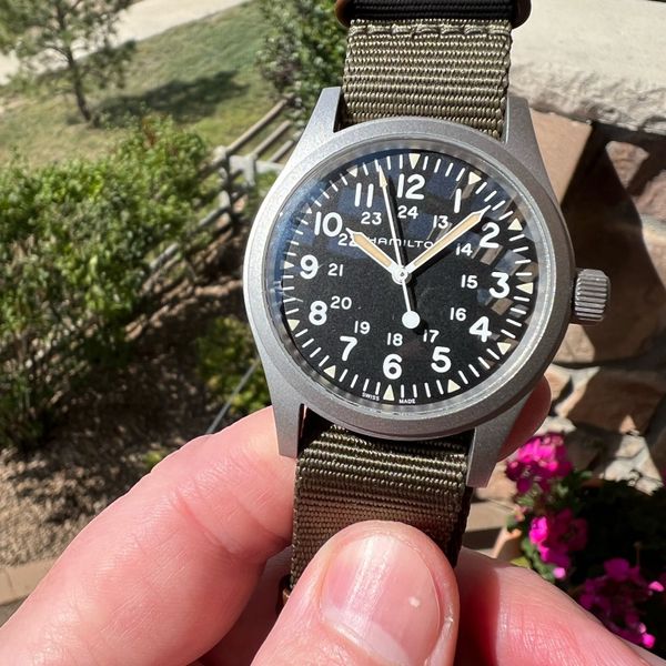 [$225 USD] Hamilton Khaki Field Mechanical Black Dial (Manual Wind 38mm ...