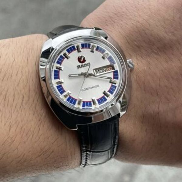 Vintage Rado Companion White Blue Rare Dial Automatic Gents Watch ...