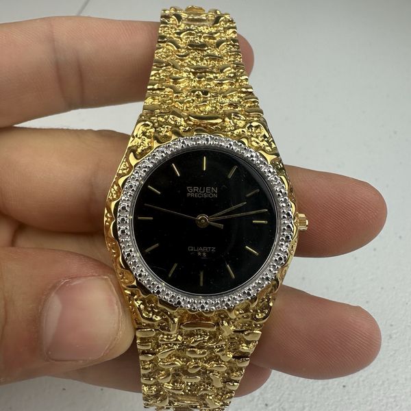 Vintage Precision Diamond by Gruen Gold Nugget Wristwatch NEEDS NEW ...