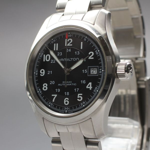 [Near MINT] Hamilton Khaki Field H704450 38mm Black Dial Automatic Men ...