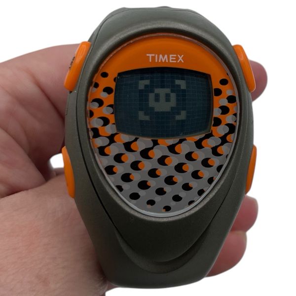 Retro 90's Timex Wiseguy animated Watch Rare Orange Grey Digital ...