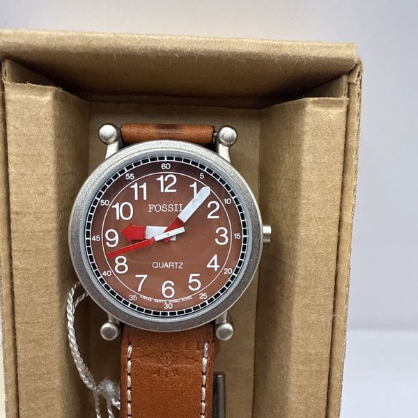 Vtg NEW OLD STOCK Fossil Pilot Watch Original Tags Box 1980s Leather RP ...