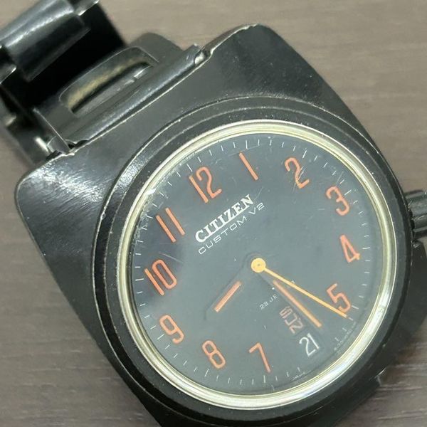 Citizen Custom V2 Black Watch with Orange Hands, Date, Used ...
