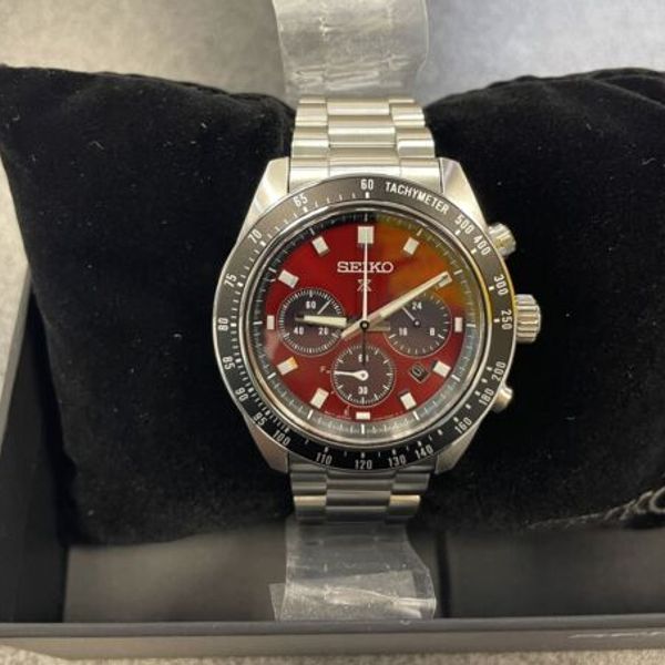 Seiko Prospex Speedtimer Solar Steel Bracelet Red Dial Watch - SSC927 ...