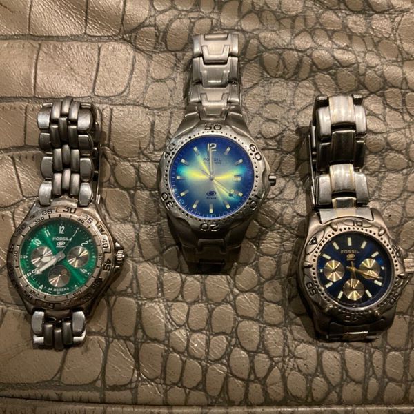 Fossil Blue Mens Watch Set Of 3 Need Batteries (from early 2000s ...