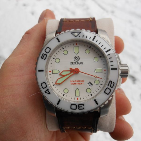 FS: deep blue sea ram 500, white enamel dial orange accents ...