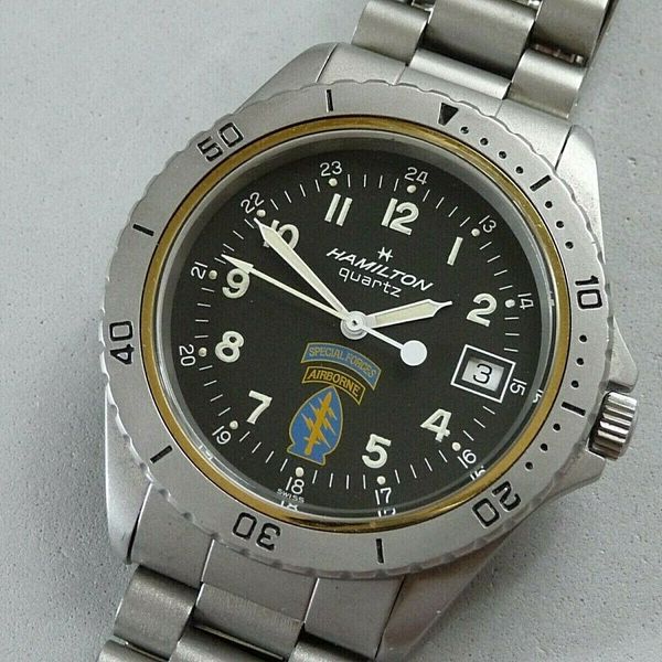 Men's vintage Hamilton Khaki quartz diver watch Special Forces Airborne ...