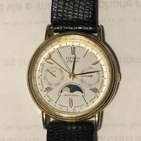 Citizen Elegance Moon Phase Triple Date Calendar 6350-G30241 k month ...
