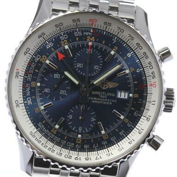 BREITLING Navitimer World A24322 Chronograph blue Dial Automatic Men's ...
