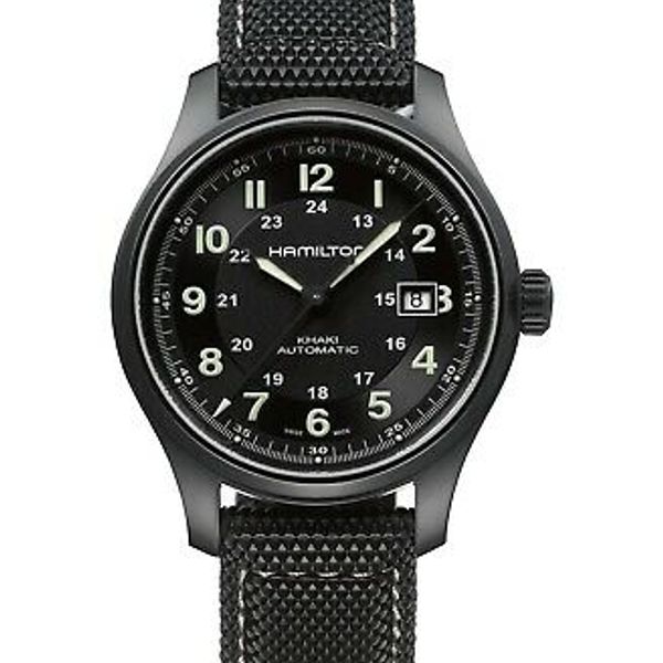 Hamilton Khaki Field SWISS Automatic Black Dial Titanium Men's Watch ...