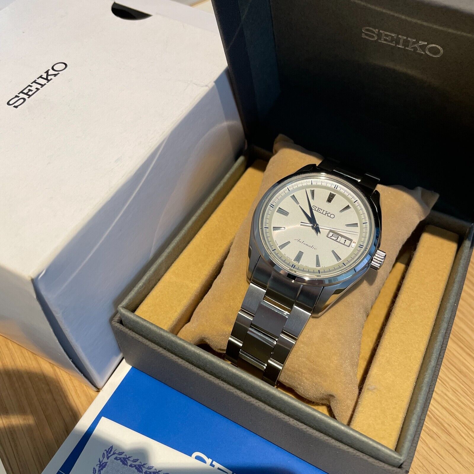Near Mint Seiko Presage Silver Automatic Men's Watch SARY055 with Box ...