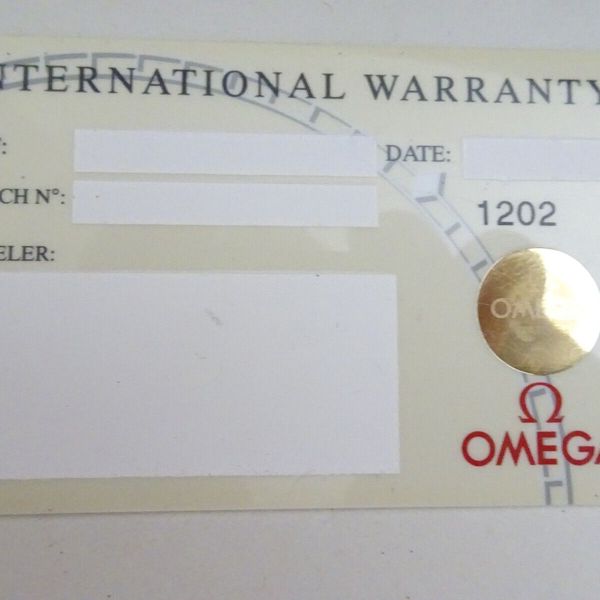 OMEGA Warranty Card Guarantee Open / Blank Certificate Swiss made ...