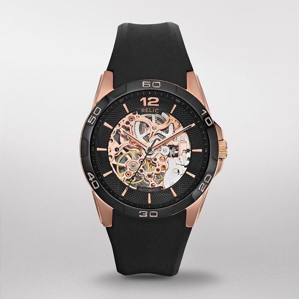 Brand New In Box Relic by Fossil Automatic Rose Gold & Black Watch $68. ...