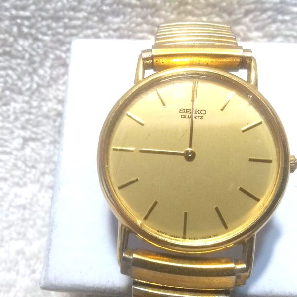 Seiko Quartz Watch Men Gold Dial Flex Band 5Y30-7000 New Bat Working Great | WatchCharts Marketplace