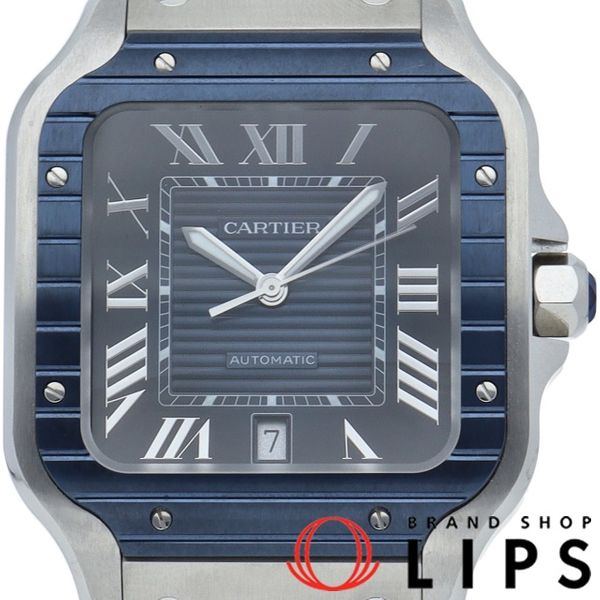 Cartier Santos de Cartier LM Blue Under warranty (2022.08) WSSA0048 SS ...