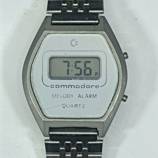 Vintage Commodore Melody Alarm Womens LCD Digital 26mm Watch Metal Band ...