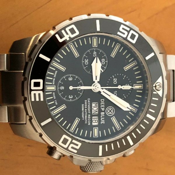 DEEP BLUE DAYNIGHT RECON T100 SWISS VALJOUX 7750 AUTOMATIC 058/200 RARE ...