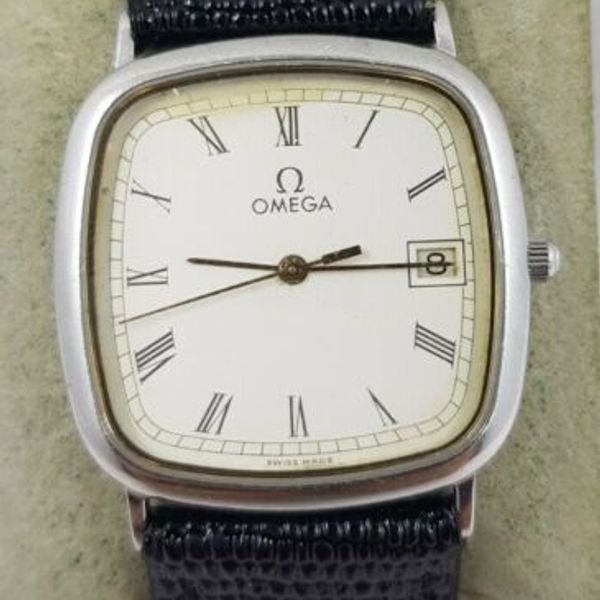 Omega Mens De Ville Quartz Date Roman Numerals Swiss Watch Cal 1430 Ref ...