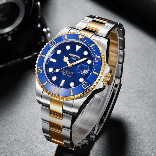 Nibosi 1985 - Submariner - Diver - 2 Tone - Blue Dial - Automatic Watch ...