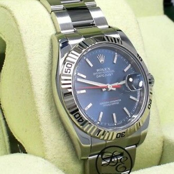 Rolex Datejust 116264 Turn-O-Graph Blue Dial 18K White Gold Bezel B ...