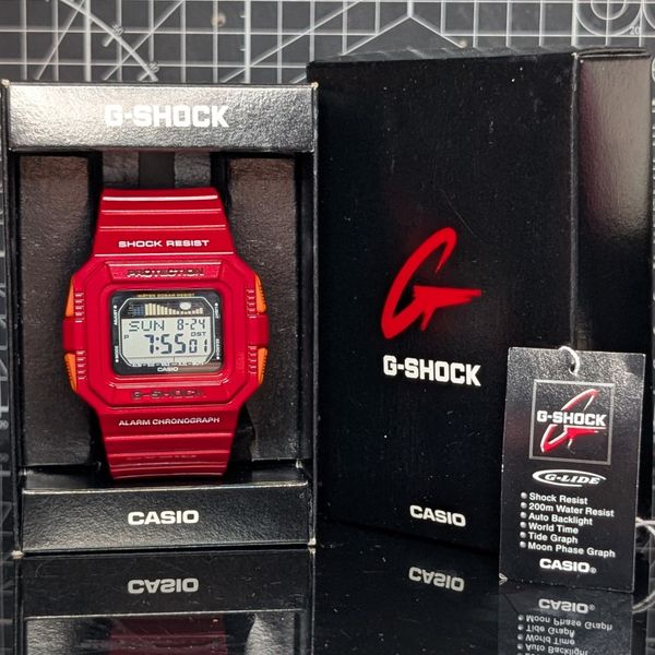 Casio G-Shock II GLX-5500 Red Orange Square Summer G-Lide Tide Moon ...