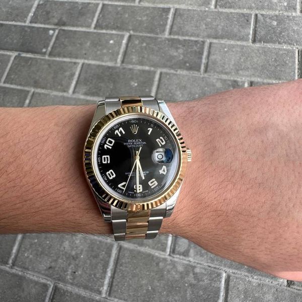 FSOT: Rolex Datejust 41mm Black Arabic Dial 18k yellow gold Box and ...