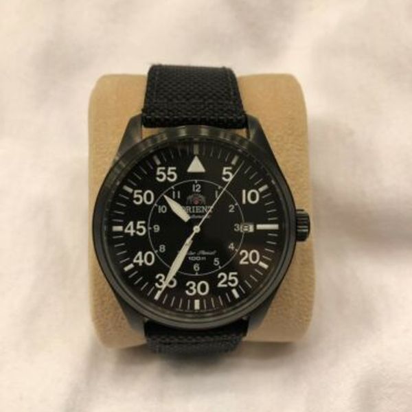 Orient Flight Black Dial Black Leather Men's Watch FUNG2003B ...