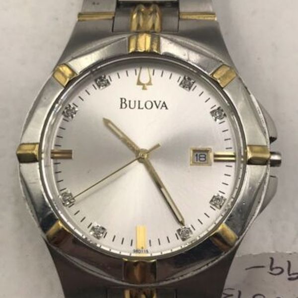 Mens Bulova Diamond Two Tone Gold S Steel Watch For Repair C9671507 ...